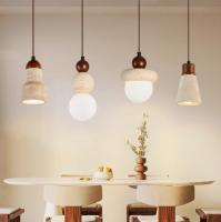 China Yellow travertine wooden pendant lamp bedroom for home decorator interior stone pendant lamp for sale
