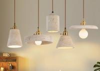 China Yellow travertine wooden pendant lamp bedroom for home decorator interior stone pendant lamp for sale