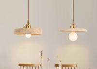 China Yellow travertine wooden pendant lamp bedroom for home decorator interior stone pendant lamp for sale