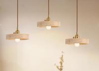 China Yellow travertine wooden pendant lamp bedroom for home decorator interior stone pendant lamp for sale