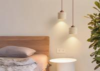 China Yellow travertine wooden pendant lamp bedroom for home decorator interior stone pendant lamp for sale
