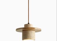 China Yellow travertine wooden pendant lamp bedroom for home decorator interior stone pendant lamp for sale