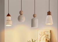 China Yellow travertine wooden pendant lamp bedroom for home decorator interior stone pendant lamp for sale