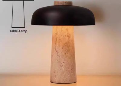 China Yellow travertine wooden table  lamp bedroom for home decorator interior stone table lamp for sale