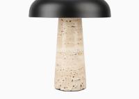 China Yellow travertine wooden table  lamp bedroom for home decorator interior stone table lamp for sale