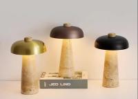China Yellow travertine wooden table  lamp bedroom for home decorator interior stone table lamp for sale