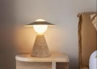 China Yellow travertine wooden table  lamp bedroom for home decorator interior stone table lamp for sale