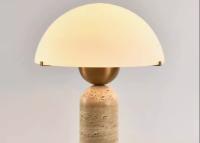 China Yellow travertine wooden table  lamp bedroom for home decorator interior stone table lamp for sale