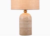 China Yellow travertine wooden table  lamp bedroom for home decorator interior stone table lamp for sale