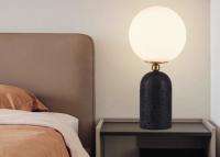 China Yellow travertine wooden table  lamp bedroom for home decorator interior stone table lamp for sale
