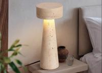 China Yellow travertine wooden table  lamp bedroom for home decorator interior stone table lamp for sale