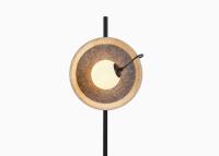 China Yellow travertine wooden table  lamp bedroom for home decorator interior stone table lamp for sale