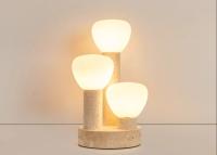 China Yellow travertine wooden table  lamp bedroom for home decorator interior stone table lamp for sale