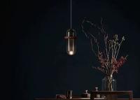 China Light luxury simple smoke gray bedside glass small chandelier designer model room cafe leather restaurant chandelier for sale