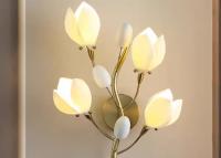 China Hotel Elegant Magnolia Flower Ceramic Wall Bowl Sconce Light for sale