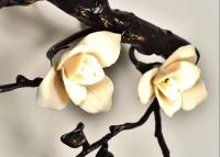 China Hotel Elegant Magnolia Flower Ceramic And Copper Villa Lamp Hotel Chanderlier Wall Lamp for sale