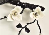 China Hotel Elegant Magnolia Flower Ceramic And Copper Villa Lamp Hotel Chanderlier Wall Lamp for sale
