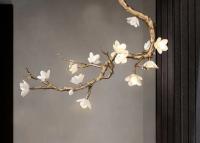 China Hotel Elegant Magnolia Flower Ceramic And Copper Villa Lamp Hotel Chanderlier Wall Lamp for sale