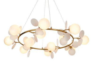 China White Luxury Interior Round Ring And Big Villa Ceramic Pendant Lamp For Home for sale