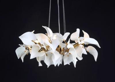 China White Luxury Interior Round Ring And Big Villa Ceramic Pendant Lamp For Home for sale