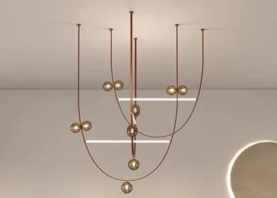 China Nordic Home Restaurant Leather Lighting Modern Clearly Glass Shade large Chandelier For Bar for sale