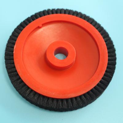 China Red Body Stenter Machine Parts Monforts Small Type Brush Wheel Black Hair for sale