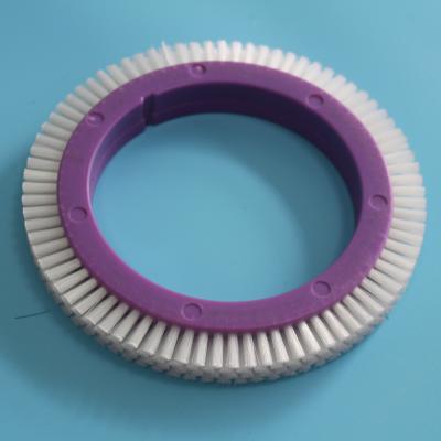 China Famatex Stenter Machine Parts Brush Wheel Purple Plastic Body White Nylon Hair for sale