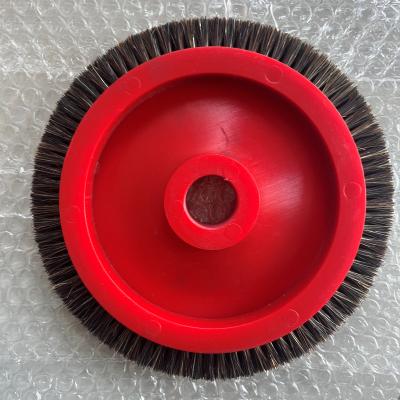 China Monforts Stenter Machine Parts Red Small Brush wheel Black Nylon Hair Plastic Body 22mm Inner Dia for sale