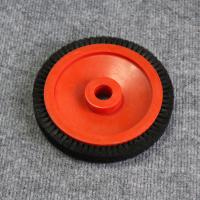 China Monforts Stenter Machine Parts Small Brush Wheel Red Plastic Body Black Bristle 22mm Inner Dia for sale