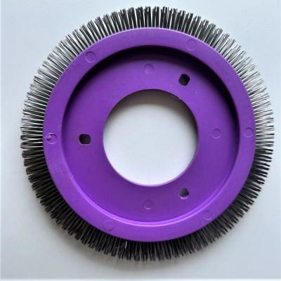 China Stenter Machine Parts LK Finishing Machine Brush Wheel Purple Plastic Body Stainless Steel Hair for sale