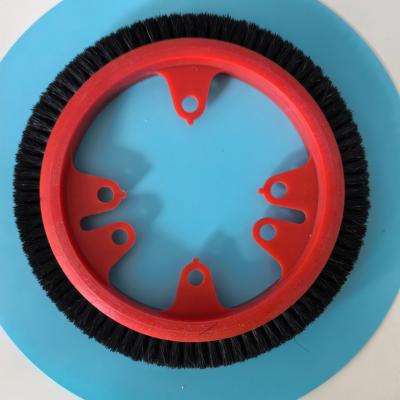 China Stenter Brush Wheel Krantz Brush 185mm Outer Dia Red Color Body Black Bristle 20mm Width for sale