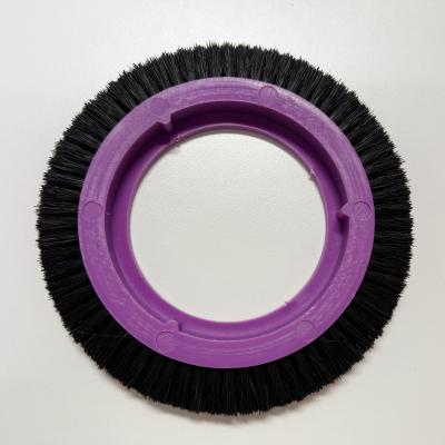 China Finishing Machine Spares Stenter Brush Bruckner Small Brush Wheel Purple Body Black Root Bristle for sale