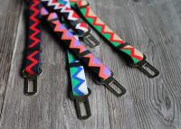 China 2.5cm Nylon Adjustable Car Dog Harness Seat Belt Elastic Woven  Contrast for sale