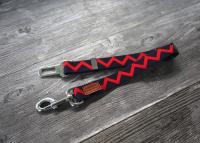 China 61cm Large Dog Safety Leash Car Seat Belt For Cargo Area With Striped Elastic Jacquard for sale