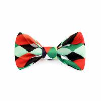 China 3.94in 10cm Red Rainbow Dog Bowtie Plaid Dog Collar With Bow for sale