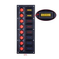 China 8 Way 12V IP66 Waterproof Boat Electrical Switch Panel with Circuit Breaker and Red LED Indicators for sale