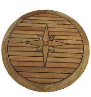 China Oval Teak Boat Table Top 440x580mm 600x800mm with Star Inlay Weather Resistant Marine Grade for sale