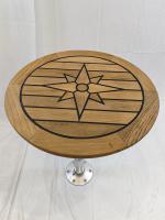 China Oval Teak Boat Table Top 440x580mm 600x800mm with Star Inlay Weather Resistant Marine Grade for sale