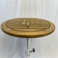 China Oval Teak Boat Table Top 440x580mm 600x800mm with Star Inlay Weather Resistant Marine Grade for sale