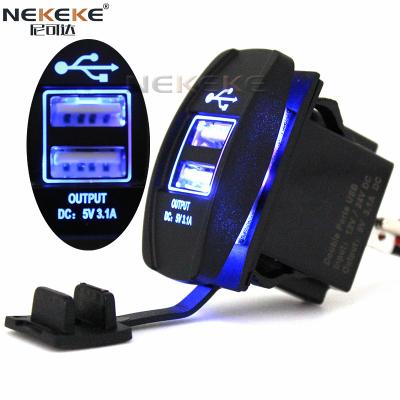 China Dual USB Charger Power Socket 3.1A IP65 Waterproof for Marine Automotive Applications for sale