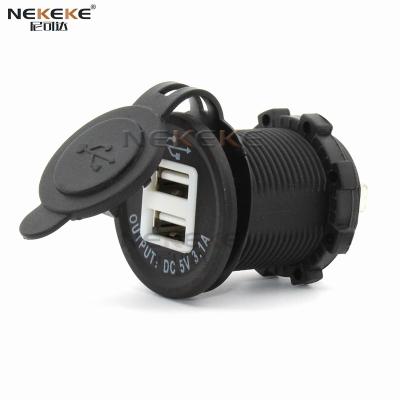China 5V 3.1A Dual Port USB Marine Power Socket Adapter with Waterproof Cover - 28.5×51×36.3mm ABS Construction for sale