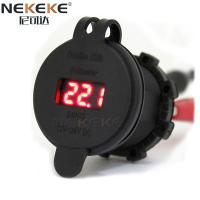 China 4.2A Dual USB Marine Power Socket with Red LED Digital Voltmeter - 12-24V DC Input, 28.5×51×36.3mm Size for sale