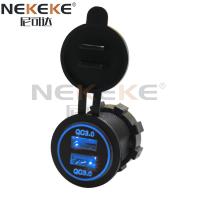 China Waterproof 12V 24V QC3.0 Power Socket with Dual 18W USB Ports and IP66 Rating for Marine Vehicles for sale