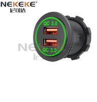 China Waterproof 12V 24V QC3.0 Power Socket with Dual 18W USB Ports and IP66 Rating for Marine Vehicles for sale
