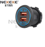 China Waterproof 12V 24V QC3.0 Power Socket with Dual 18W USB Ports and IP66 Rating for Marine Vehicles for sale