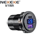 China Waterproof QC3.0 Type C Dual USB Car Charger Socket with ON/OFF Switch - 20W PD3.0 Output for 12V-24V Vehicles for sale