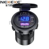 China Waterproof QC3.0 Type C Dual USB Car Charger Socket with ON/OFF Switch - 20W PD3.0 Output for 12V-24V Vehicles for sale