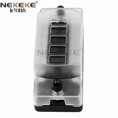 China 6-Way Marine Fuse Box 12×5×5.2cm Waterproof with Integrated Bus Bar for #4-6 AWG Main Wires for sale
