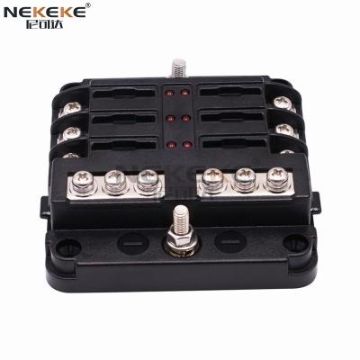 China 6-Way Marine Fuse Block with Negative Bus - 12V/24V PBT Material Waterproof Panel 87.75×85.0mm for sale