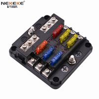 China 6-Way Marine Fuse Block with Negative Bus - 12V/24V PBT Material Waterproof Panel 87.75×85.0mm for sale